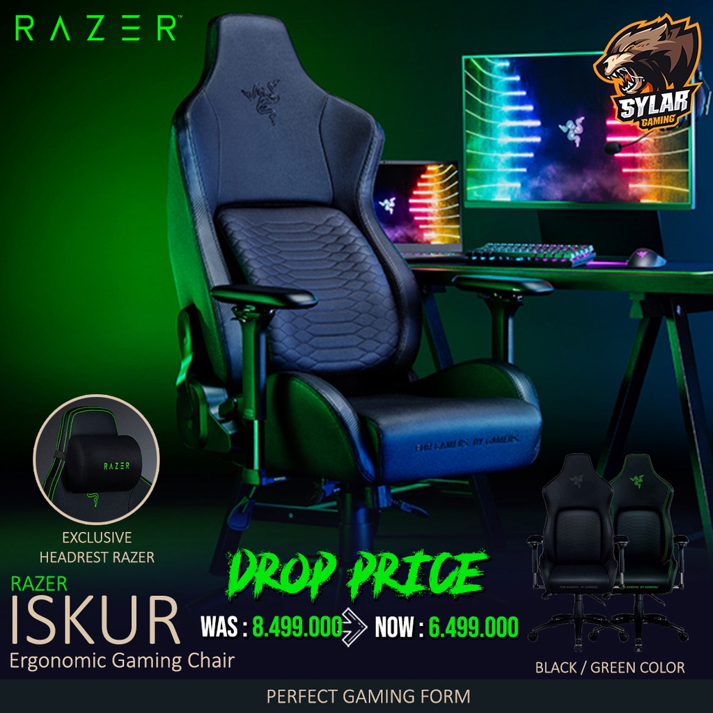 Jual Razer Iskur Black Edition Gaming Chair with Built-in Lumbar ...