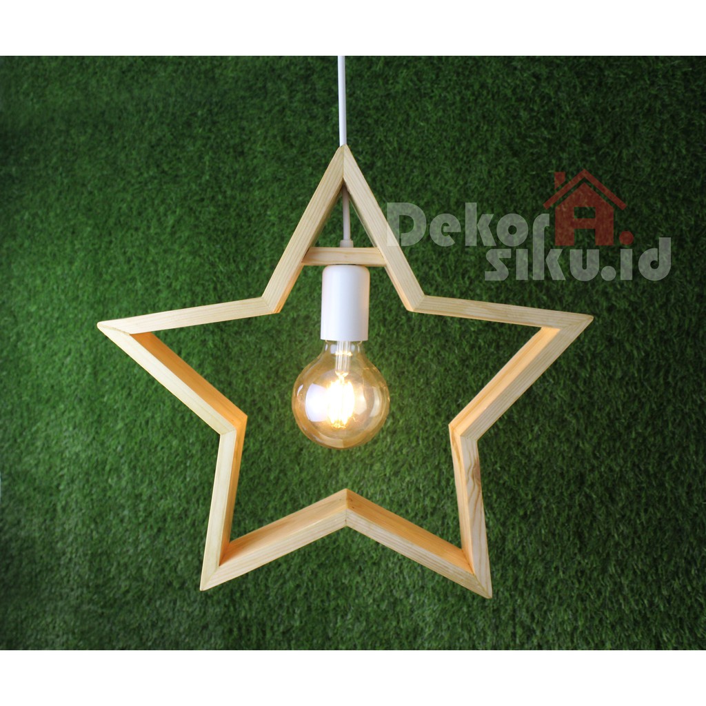 Jual Kap Lampu Gantung Bintang Rustic Kayu Jati Belanda Minimalis ...