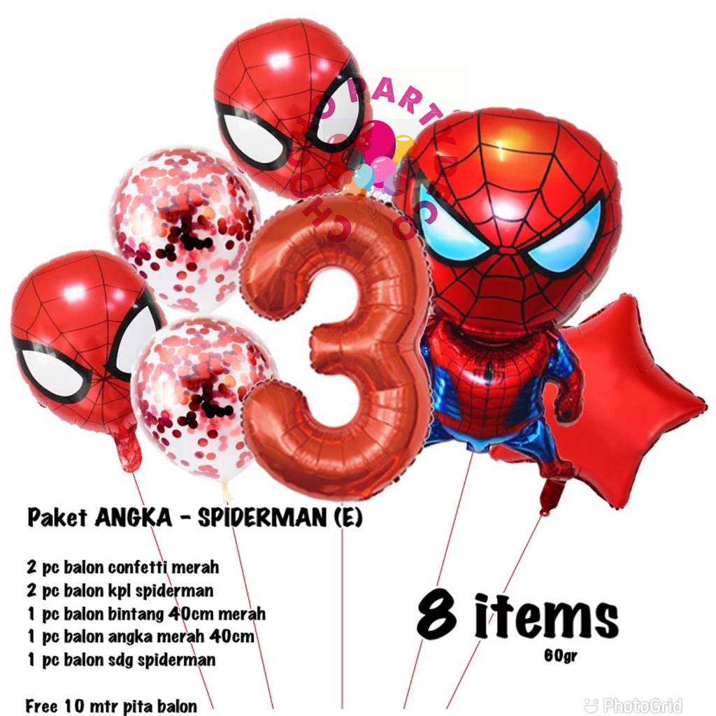 Jual Paket Spiderman - Paket ulang tahun Spiderman Angka E - Dekorasi ...