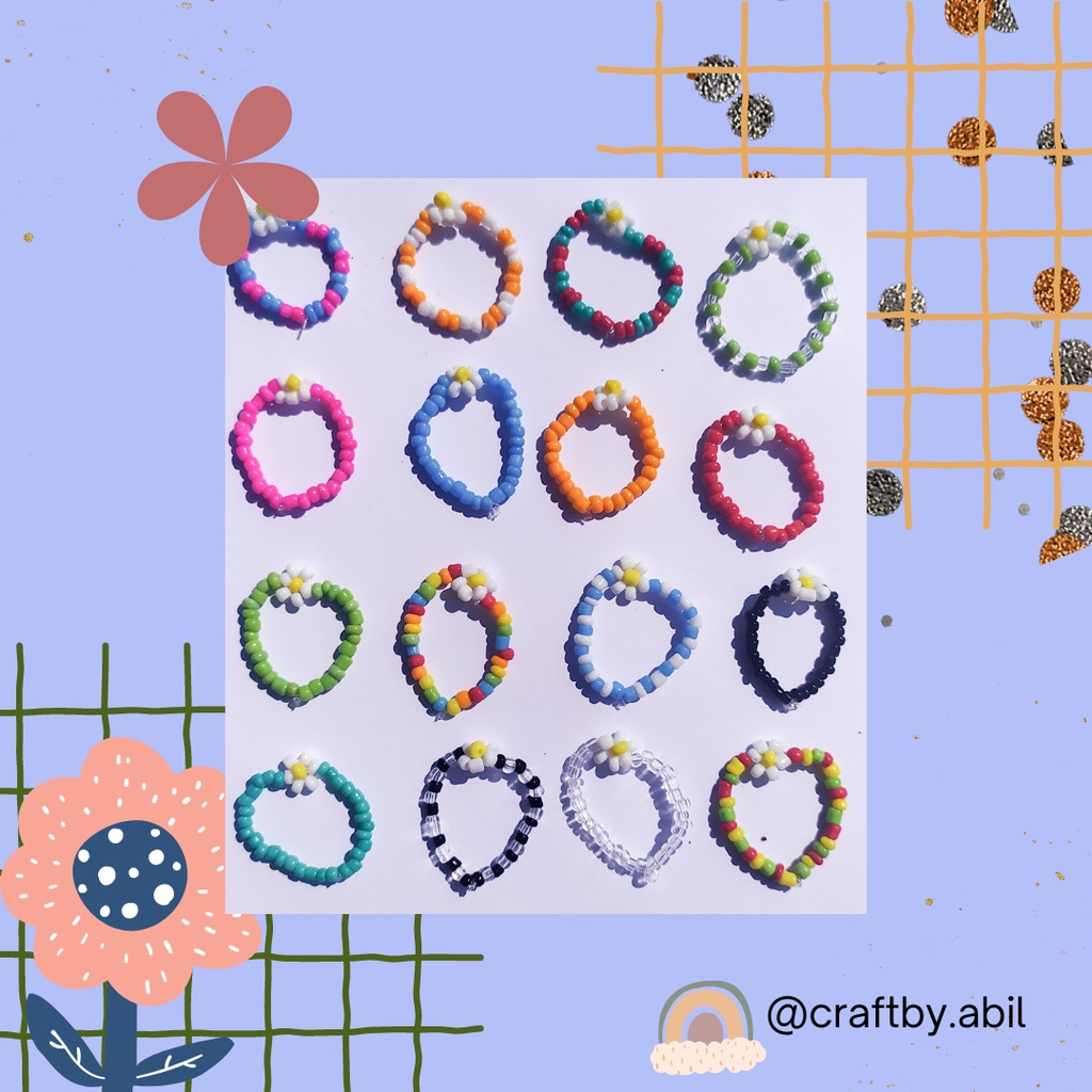 Jual [COD] beads ring daisy | cincin manik bunga | cincin manik ...