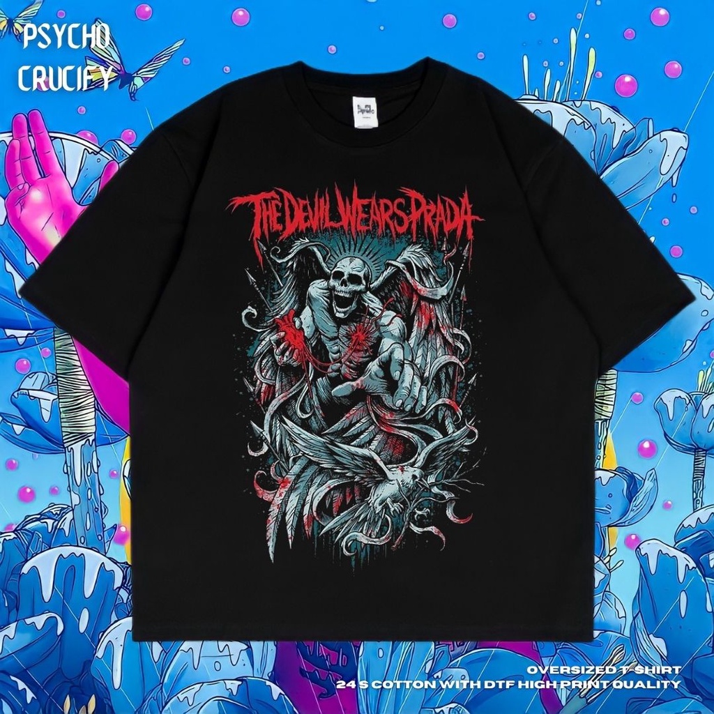 Jual Psycho Crucify "The Devil Wears Prada" Oversized T-Shirt | Black ...