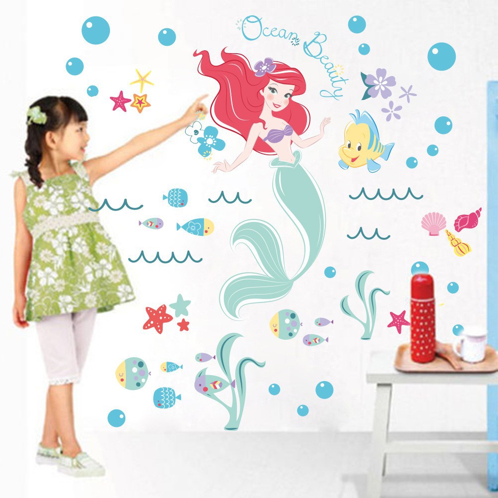 Jual SKM PRINCESS ARIEL LITTLE MERMAID PASTEL WALLSTICKER STIKER ...