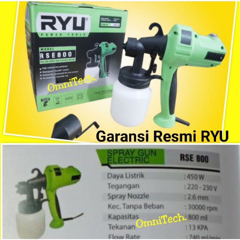 Jual Mesin Spray Gun Semprot Cat Listrik RYU Tekiro RSE-800 RSE 800 ...