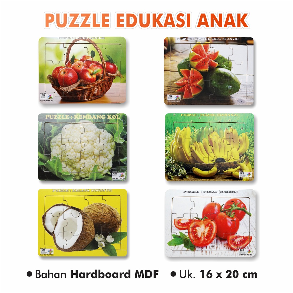 Jual Puzzle Edukasi Anak / Puzzle Anak / Puzzle Kayu : BUAH DAN SAYURAN ...