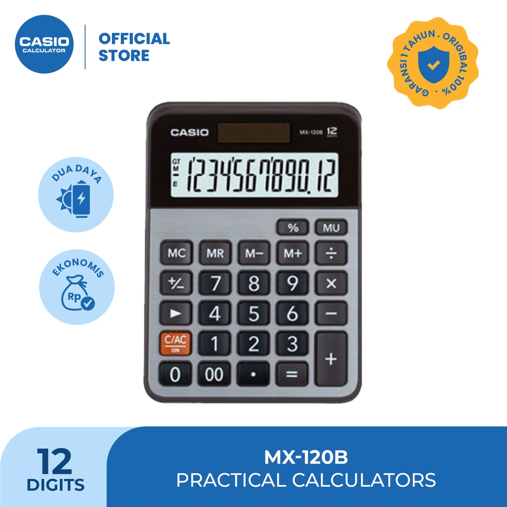 Jual CASIO MX-120B - Kalkulator Toko/Dagang - Standard - 12 digit | Shopee Indonesia