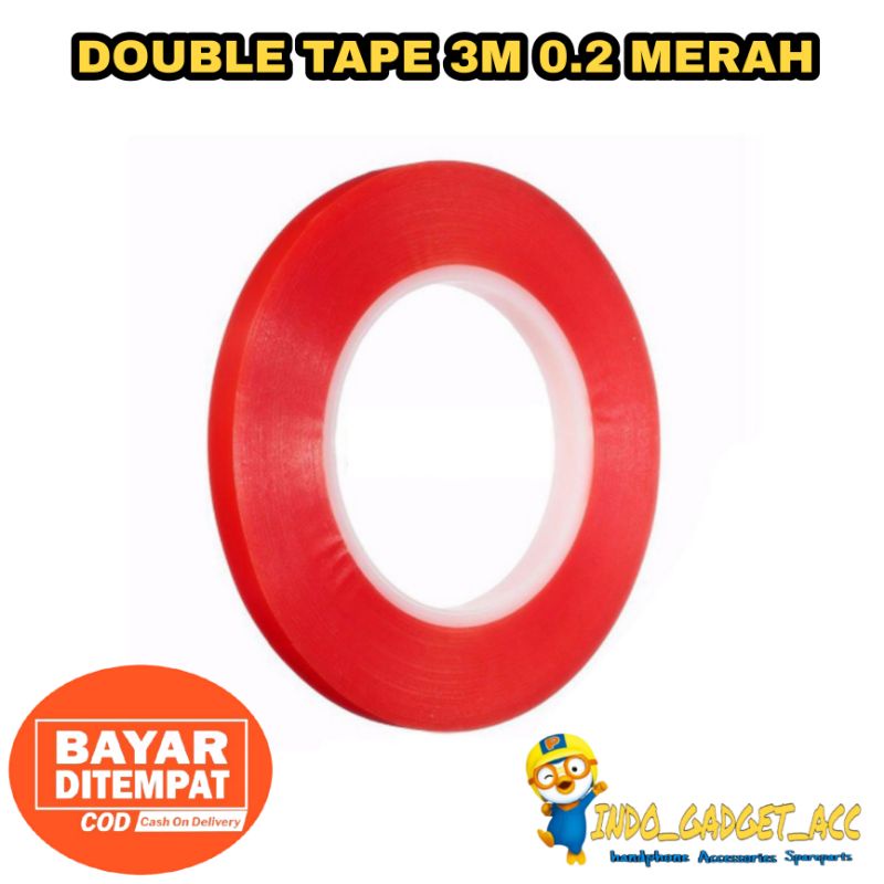 Jual DOUBLE TAPE 3m 0.2 MERAH | Shopee Indonesia