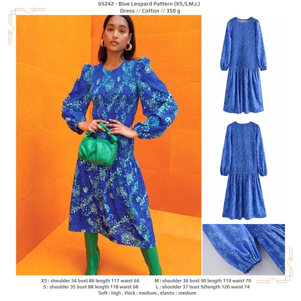 Jual Blue Leopard Pattern Dress 65242 (SALE) | Shopee Indonesia