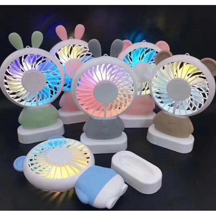 Jual TE46 Kipas angin mini portable rabbit thin fan led light | Shopee ...