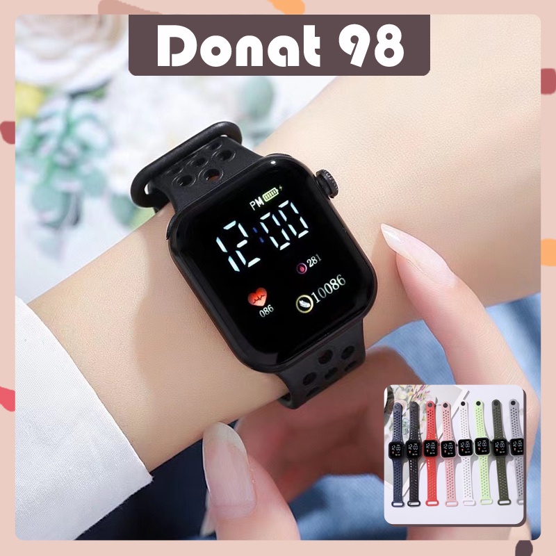 Jual Jam Tangan Digital LED Wanita Dan Pria Strap Rubber Dial Kotak ...