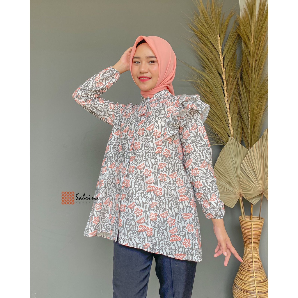 Jual BLOUSE BATIK PRIESTY Atasan Batik Kerja Kantor Wanita Busui Katun ...