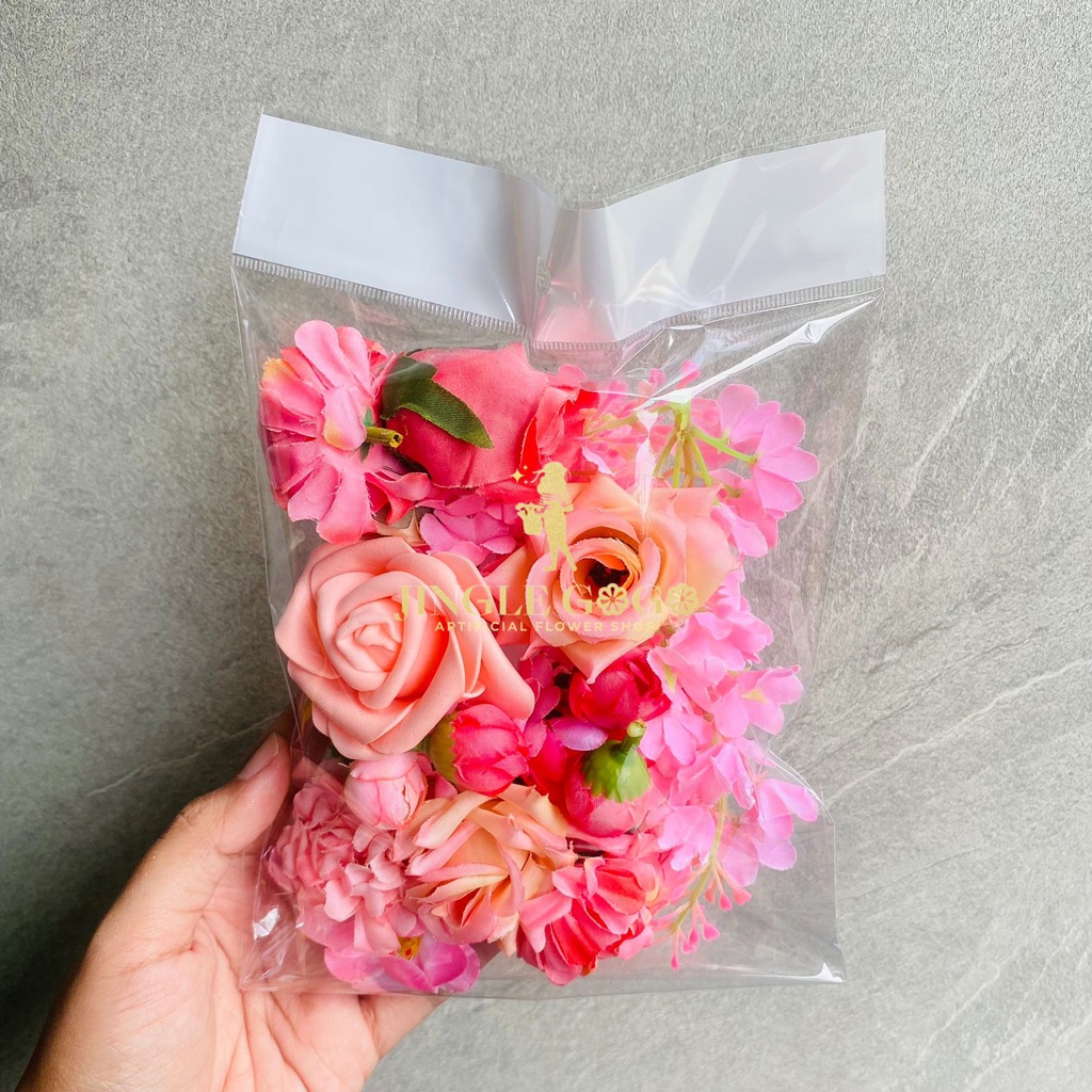 Jual PAKET KEPALA BUNGA MIX Mawar Artificial Campur Rumput Baby Breath ...