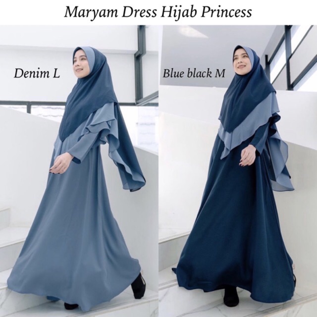 Jual Maryam Dress Hijab Princess (Denim & Blueblack) | Shopee Indonesia