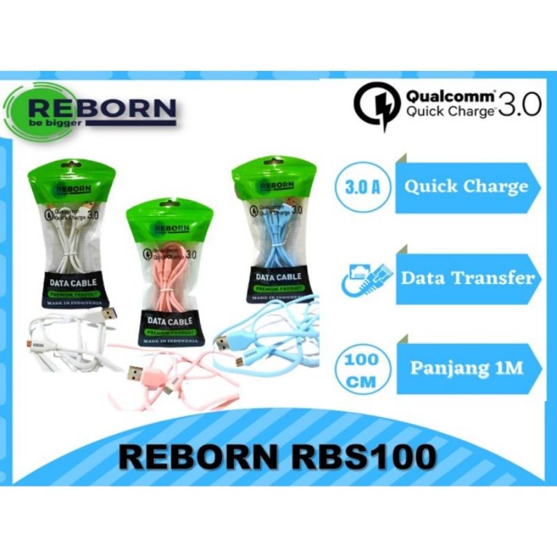 Jual REBORN Kabel Data Qualcomm 3.0 Quick Charge 3A Micro C RBS100 ...