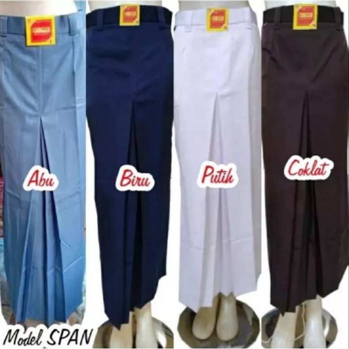 Jual Rok Panjang Span SMA Abu - Seragam Sekolah SMA - Rok SMA - Rok Abu ...