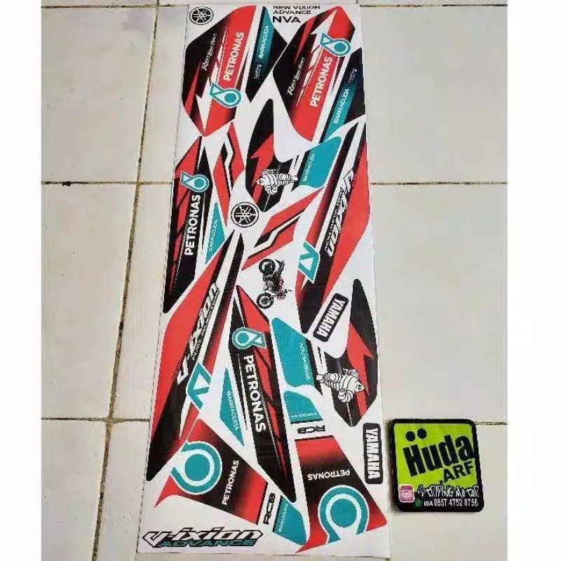 Jual stripping sticker lis motor variasi Yamaha vixion nva motif Petronas warna merah ready ...