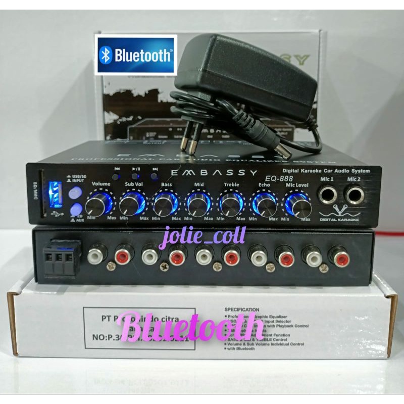 Jual Parametrik equalizer Embassy EQ-888 Bluetooth free adaptor preamp ...