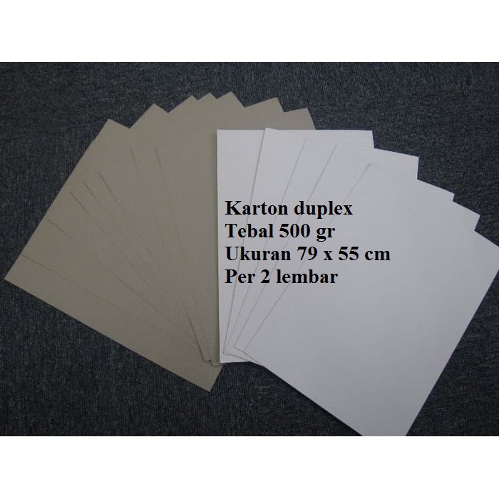 Jual Kertas Karton duplex Tebal 500 Gr uk 79 x 54,6 cm Putih Abu Per 2 ...