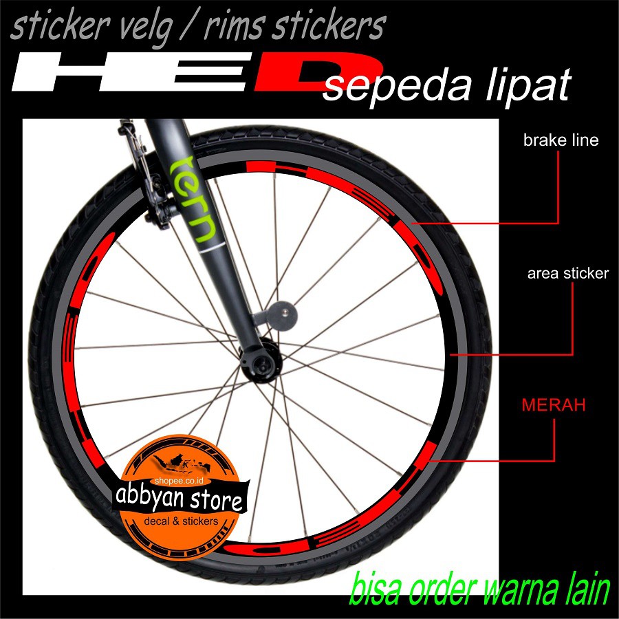 Jual Sepeda Lipat Seli Stiker Velg Sticker Rims Decal Folding Bike HED ...