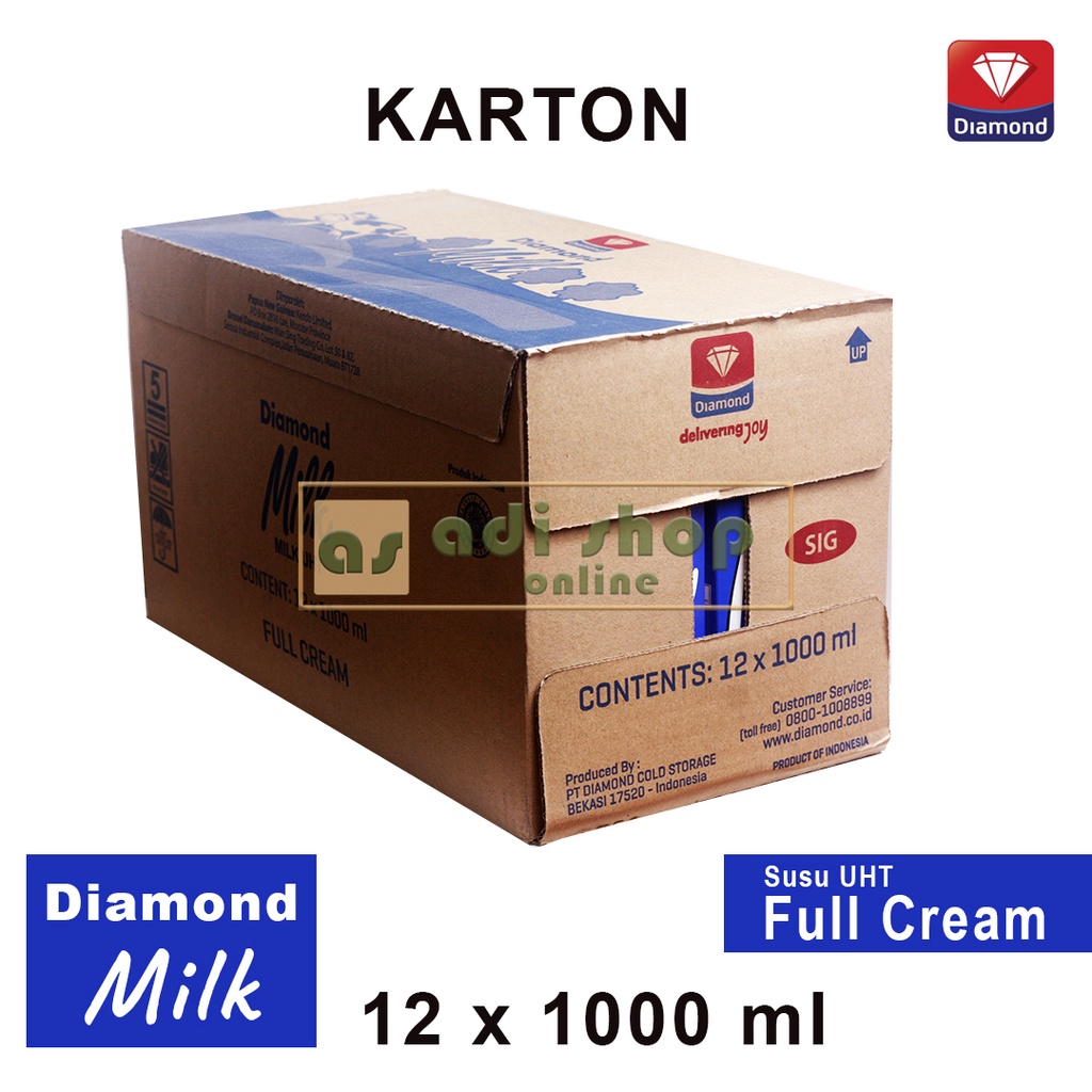 Jual SUSU UHT DIAMOND FULL CREAM KARTON 12 x 1 LITER | 1 KARTON isi 12 | Shopee Indonesia