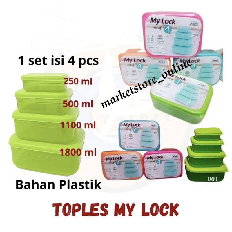 Jual MY LOCK SET 4 pcs Kotak Serbaguna/Toples Cemilan /Tempat Wadah ...