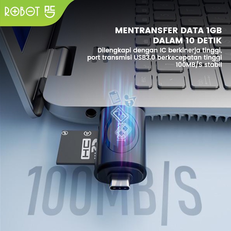 Jual ROBOT Card Reader USB 2 in 1 USB 3.0 Type-C OTG Dual Card Slot/TF ...
