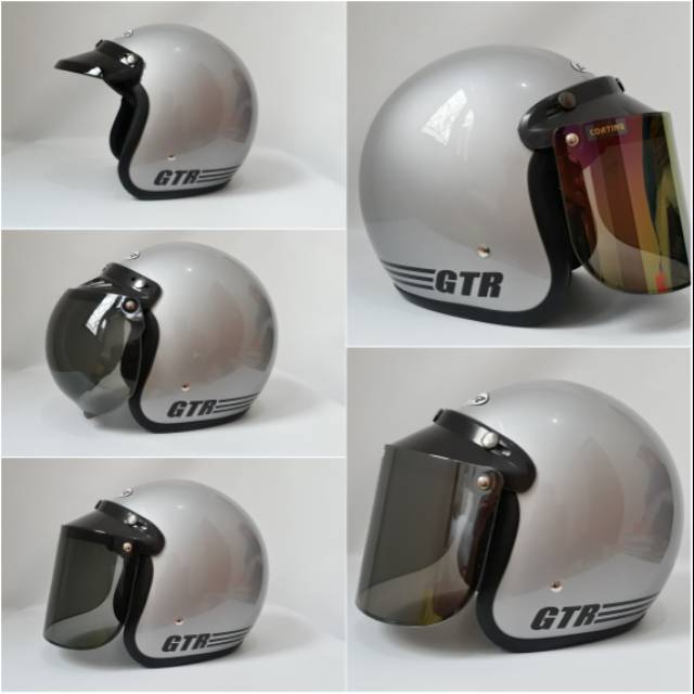 Jual Helm Bogo Retro GTR Silver Metalik | Shopee Indonesia