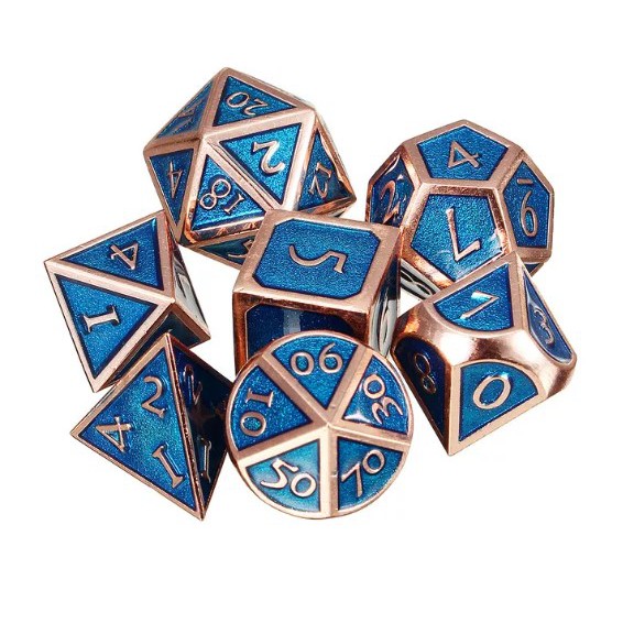 Jual Dadu Metal Dices Solid RPG D&D Board Games 7 pcs Cube with Box ...
