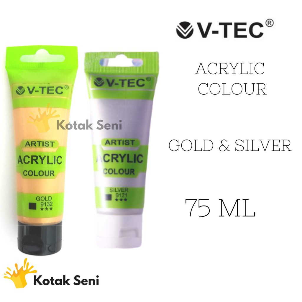 Jual CAT AKRILIK V-TEC / V-TEC ACRYLIC COLOUR 75ML GOLD & SILVER ...