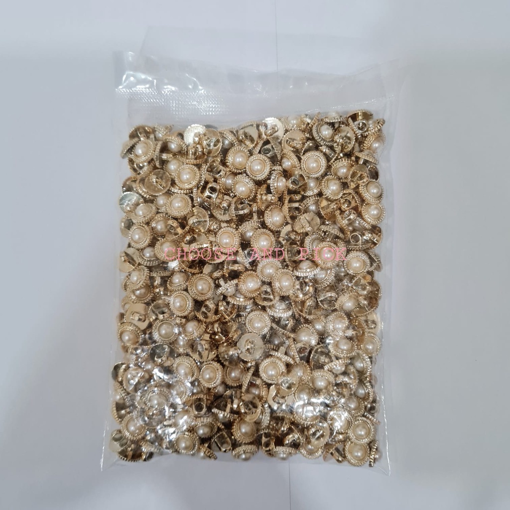 Jual Kancing Baju Motif Mutiara Grigi warna emas / Kancing Gamis Import ...