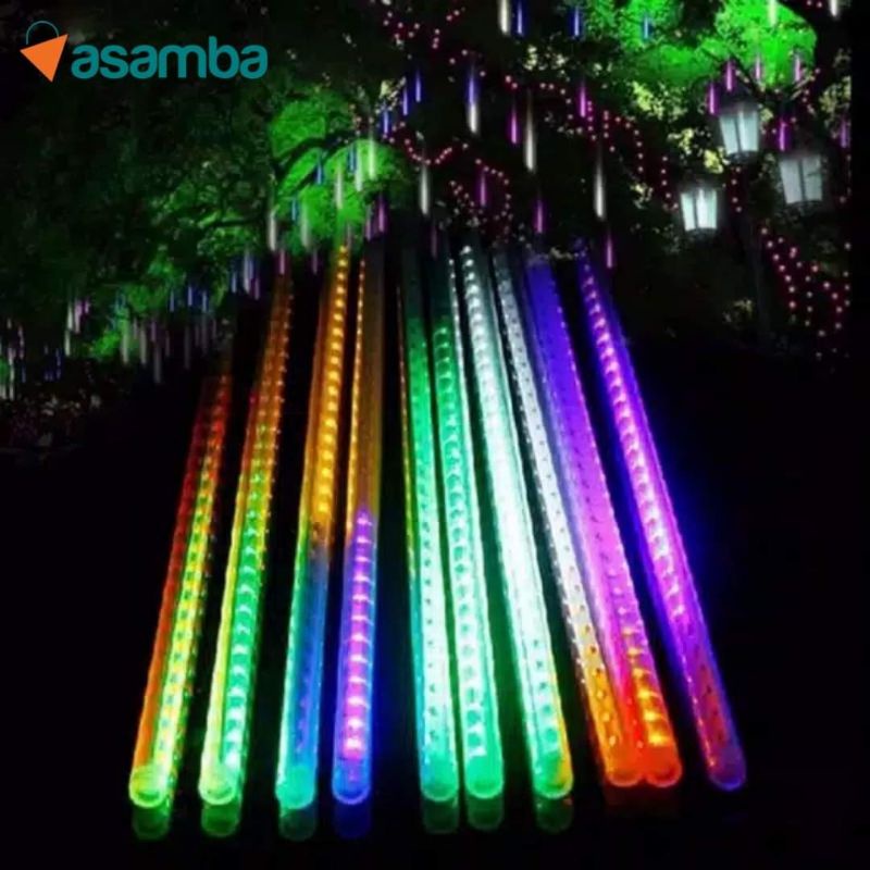 Jual lampu meteor led isi 8 psc batang 30cm - jatuh rain snow taman ...