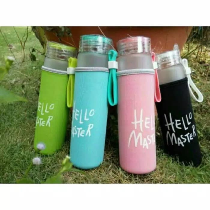 Jual Botol Minum HELLO MASTER KACA /botol hello master/colourfull botol ...