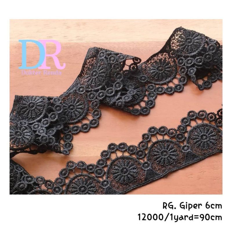 Jual renda giper hitam 6cm | Shopee Indonesia