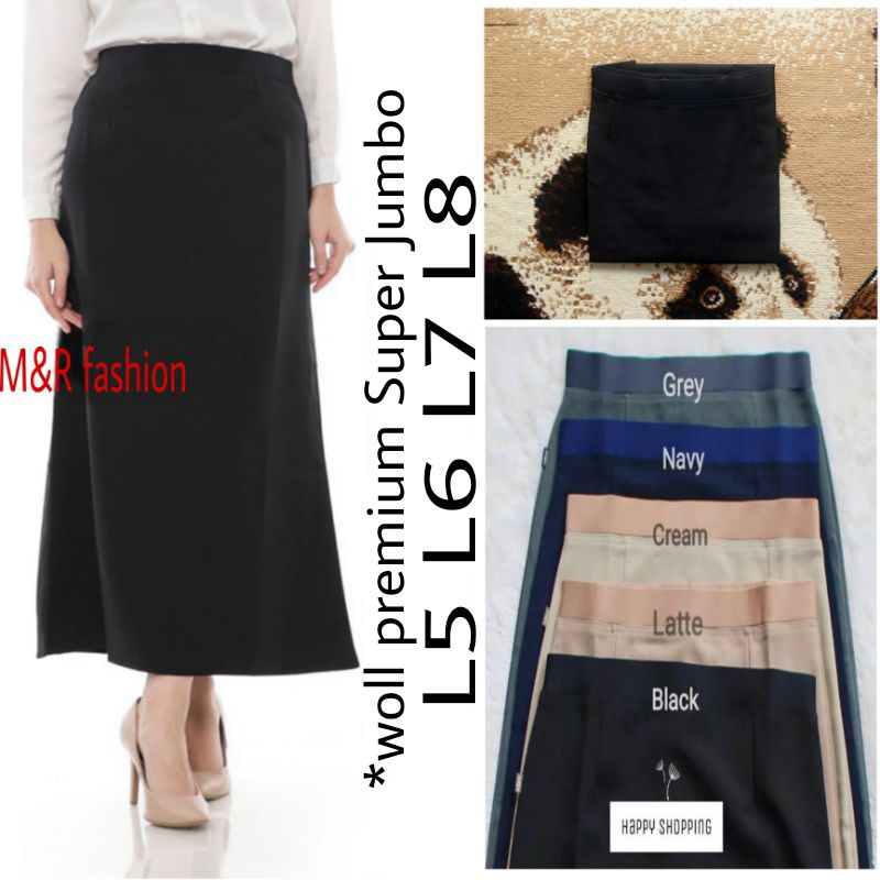 Jual ROK KANTOR PINGGANG KARET ROK KERJA A-LINE SUPER JUMBO L5 L6 L7 L8 | Shopee Indonesia