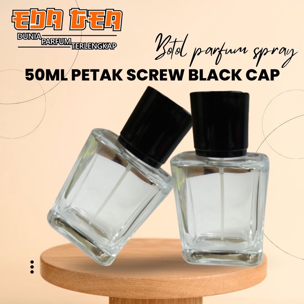 Jual Botol parfum PETAK SCREW BLACK CAP 50ML | BOTOL SPRAY | Shopee ...