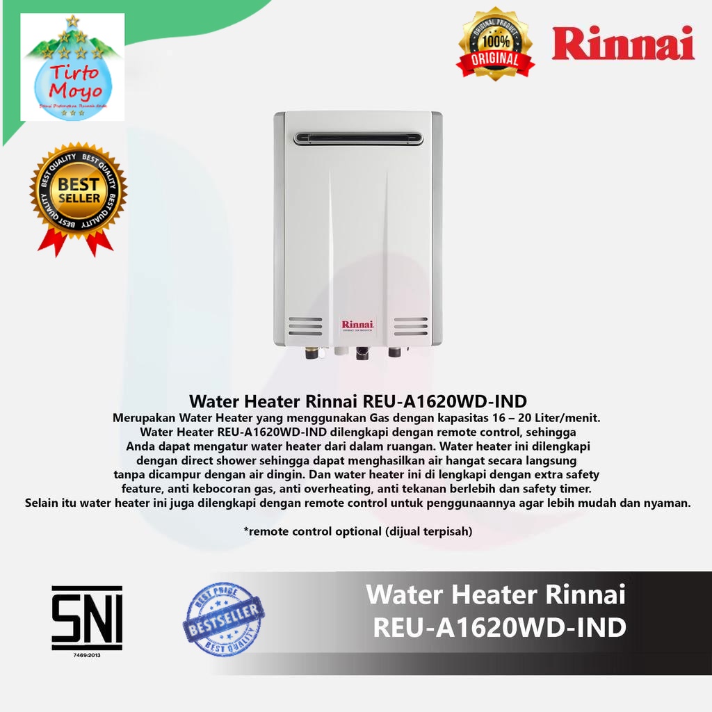 Jual WATER HEATER RINNAI REU-A1620WD-IND / REU A1620WD IND 16 - 20L | Shopee Indonesia