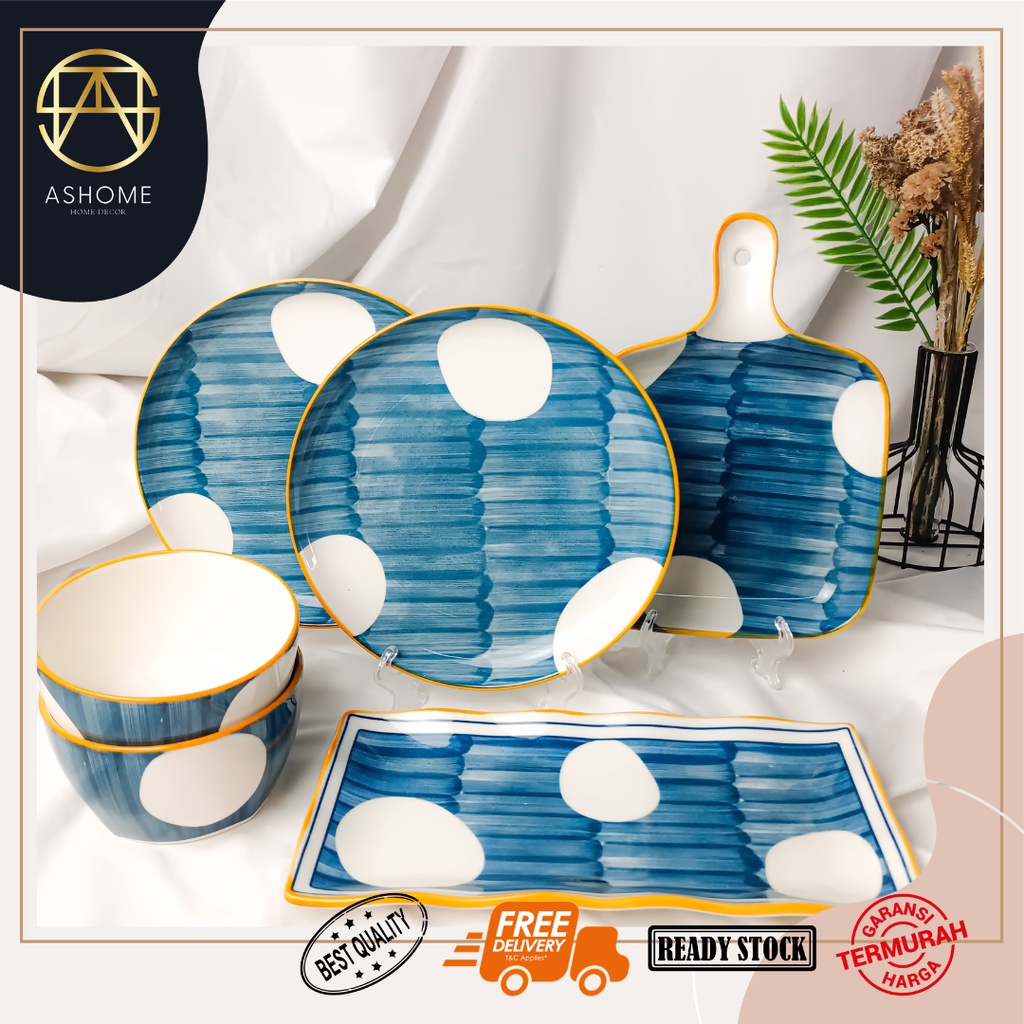 Jual ASHOME Piring Set 2 Orang Piring Makan Bergaya Jepang Motif Kyoto ...