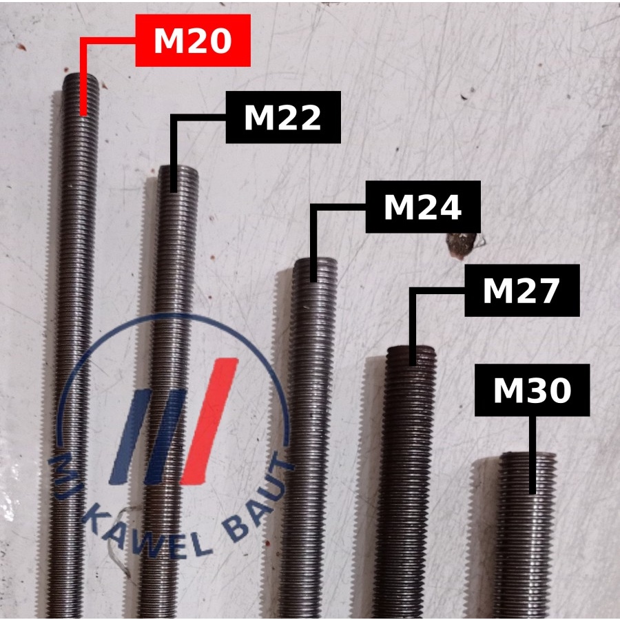Jual Studbolt / Asdrat Besi M20 p2.5 Panjang 1 Meter Long Drat | Shopee Indonesia