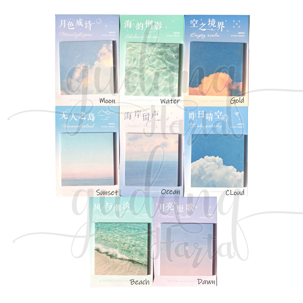 Jual Sticky Notes Romantic Sky And Sea Notes Memo DIY Scrapbook GH ...