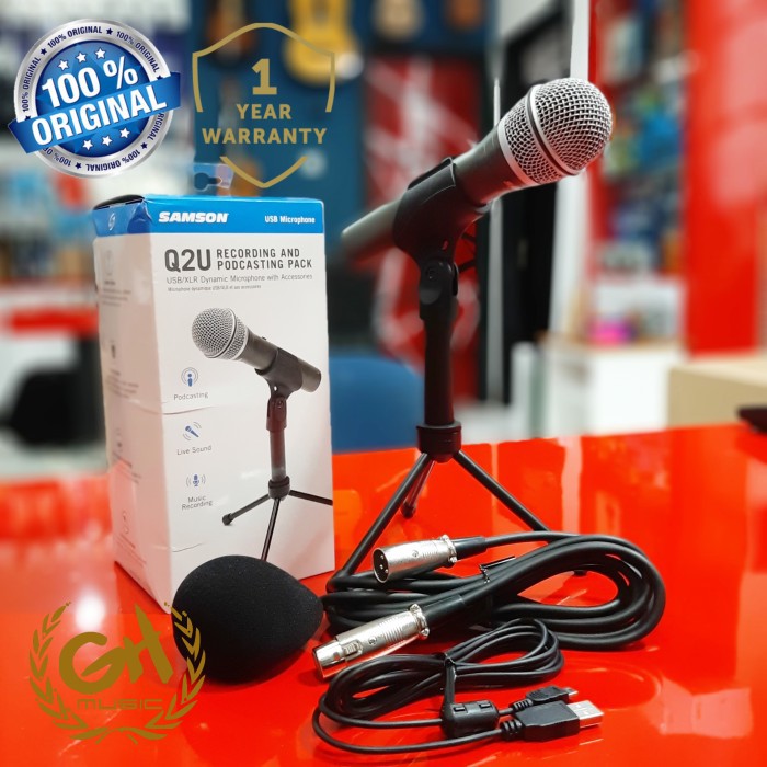 Jual MICROPHONE DYNAMIC SAMSON Q2U RECORDING AND PODCASTING PACK ...
