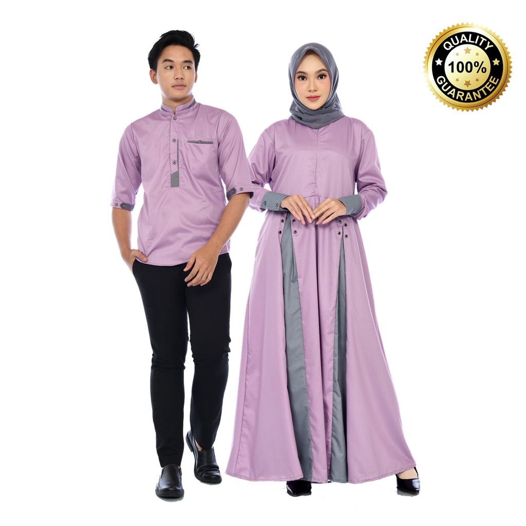 Jual BAJU MUSLIM COUPLE SUAMI ISTRI LILAC - BAJU KOKO DAN GAMIS PREMIUM ...