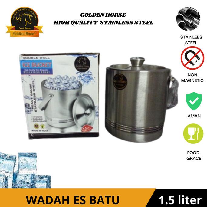 Jual Wadah Es Batu Ice Bucket Stainless Steel Beku Tahan Lama golden ...