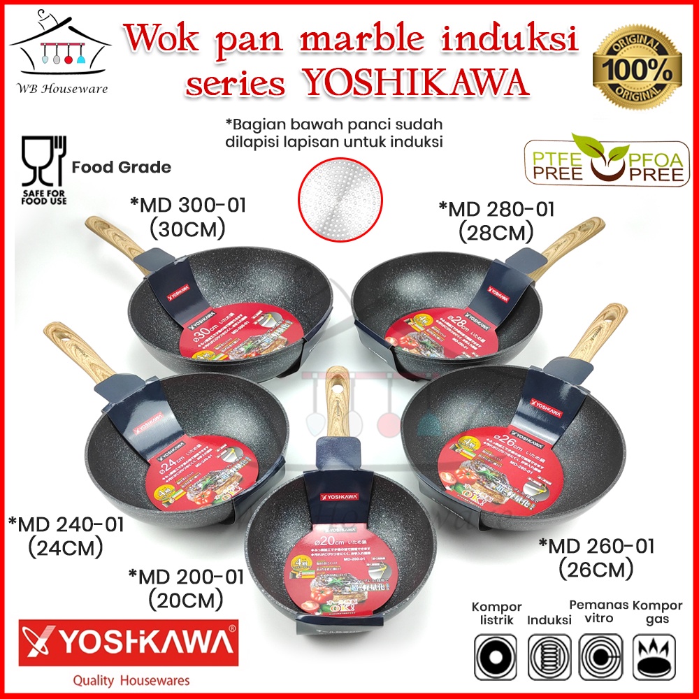 Jual YOSHIKAWA wok pan marble induksi listrik seri MD / panci yoshikawa anti lengket | Shopee ...