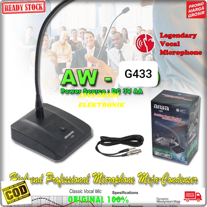 Jual G433 AIWA MIC MEJA CONDENSOR MIK TABLE DESK STANDING ELECTRET ...
