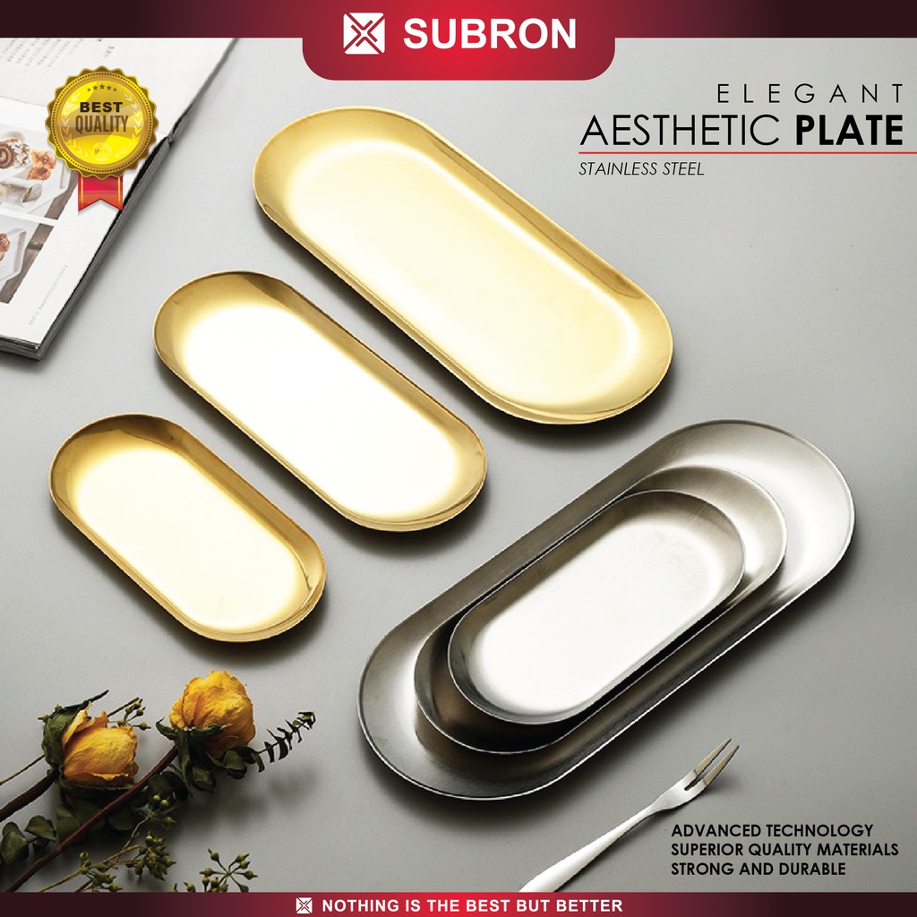 Jual SUBRON Nampan Piring Oval Emas Perak Tray Silver Gold Perhiasan ...