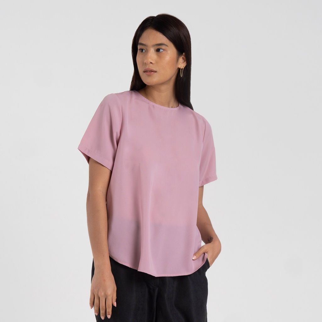 Jual M231 Kemeja Wanita Blouse Pendek Pink 2450D | Shopee Indonesia