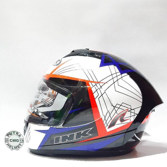 Jual HELM INK CL MAX MOTIF 3 WHITE BLACK RED FLUO | Shopee Indonesia