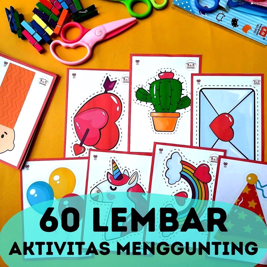 Jual Worksheet Aktivitas Menggunting Mainan Motorik Halus Anak Mainan ...