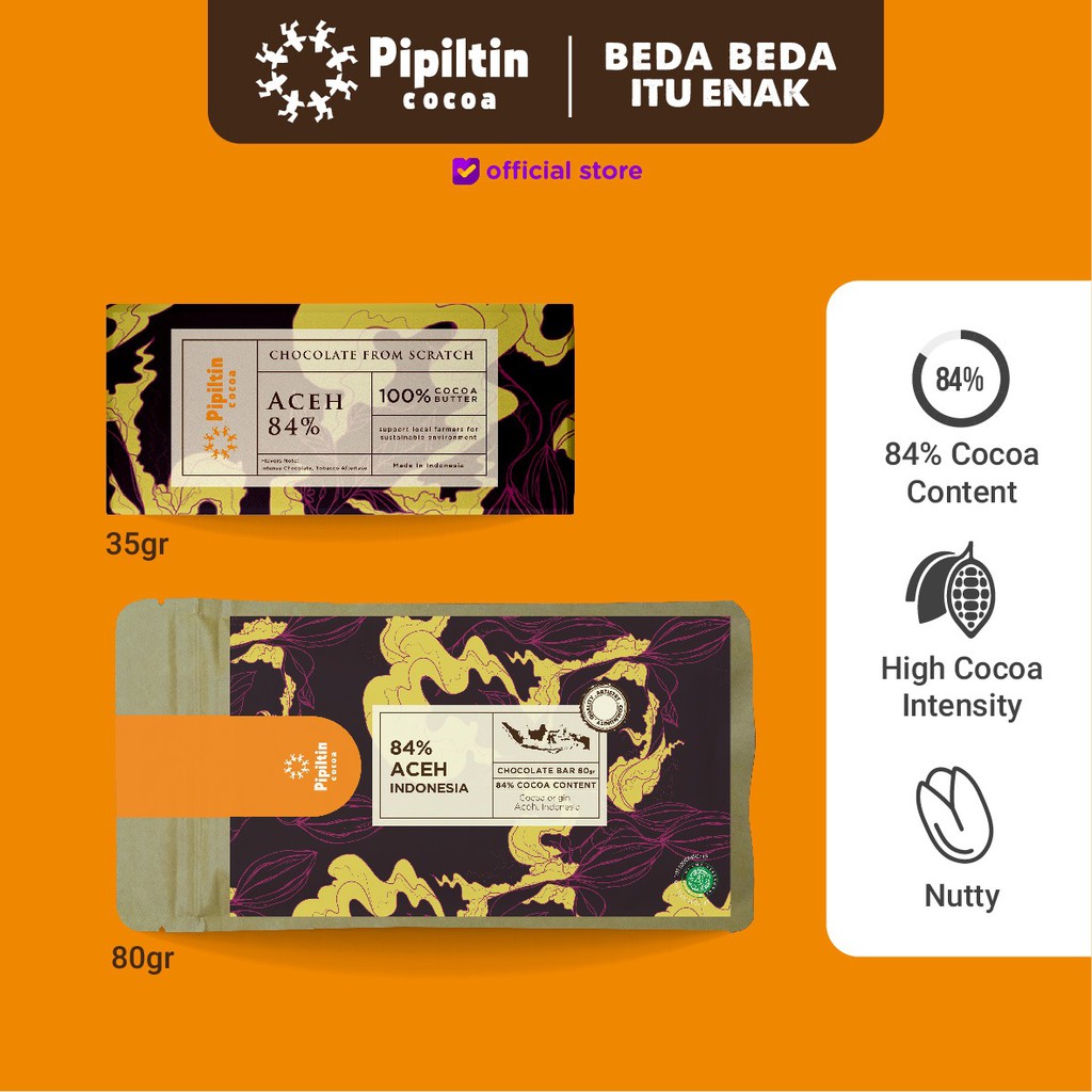 Jual Pipiltin Cocoa Dark Coklat - Chocolate Bar Aceh 84% | Shopee Indonesia