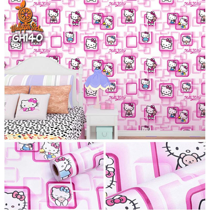 Jual HELLO KITTY 3D Wallpaper Sticker Dinding motif pink ukuran 45 cm x 10 m | Shopee Indonesia