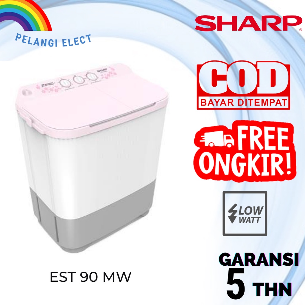 Jual Mesin Cuci 2 Tabung Sharp EST 90 MW Puremagic Low Watt 9 KG ...